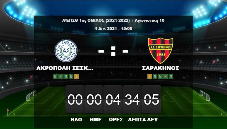 ΑΚΡΟΠΟΛΗ ΣΕΣΚΛΟΥ-ΣΑΡΑΚΗΝΟΣ ΤΑ ΣΤΑΤΙΣΤΙΚΑ ΤΩΝ ΟΜΑΔΩΝ & ΠΑΙΧΤΩΝ - SuperSports